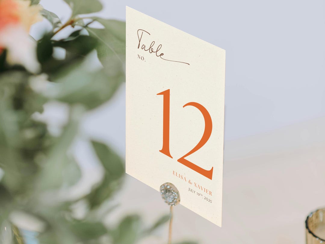 Burnt Orange Wedding Table Numbers: Terracotta Recycled Paper Effect ...