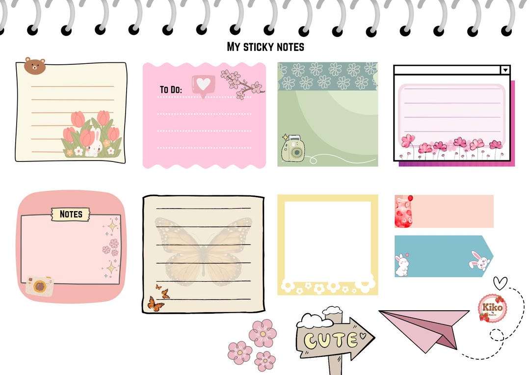Editable Cute Pastel Sticky Notes Template - Etsy