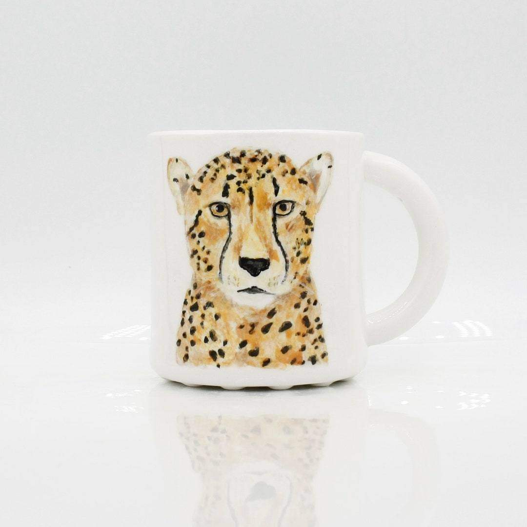 Cheetah Mug Handmade Animal Portrait Mug Animal Lover Gift - Etsy