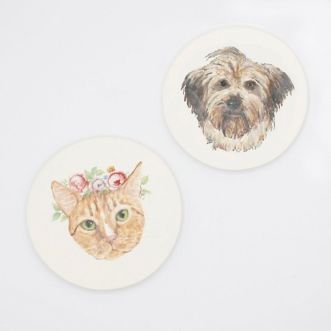 Custom Pet Coaster | Dog Cat | Pet Portrait Coaster | Personalized ...