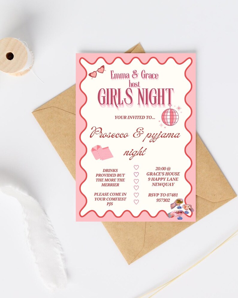 Customisable Girls Night Invitation Template - Etsy