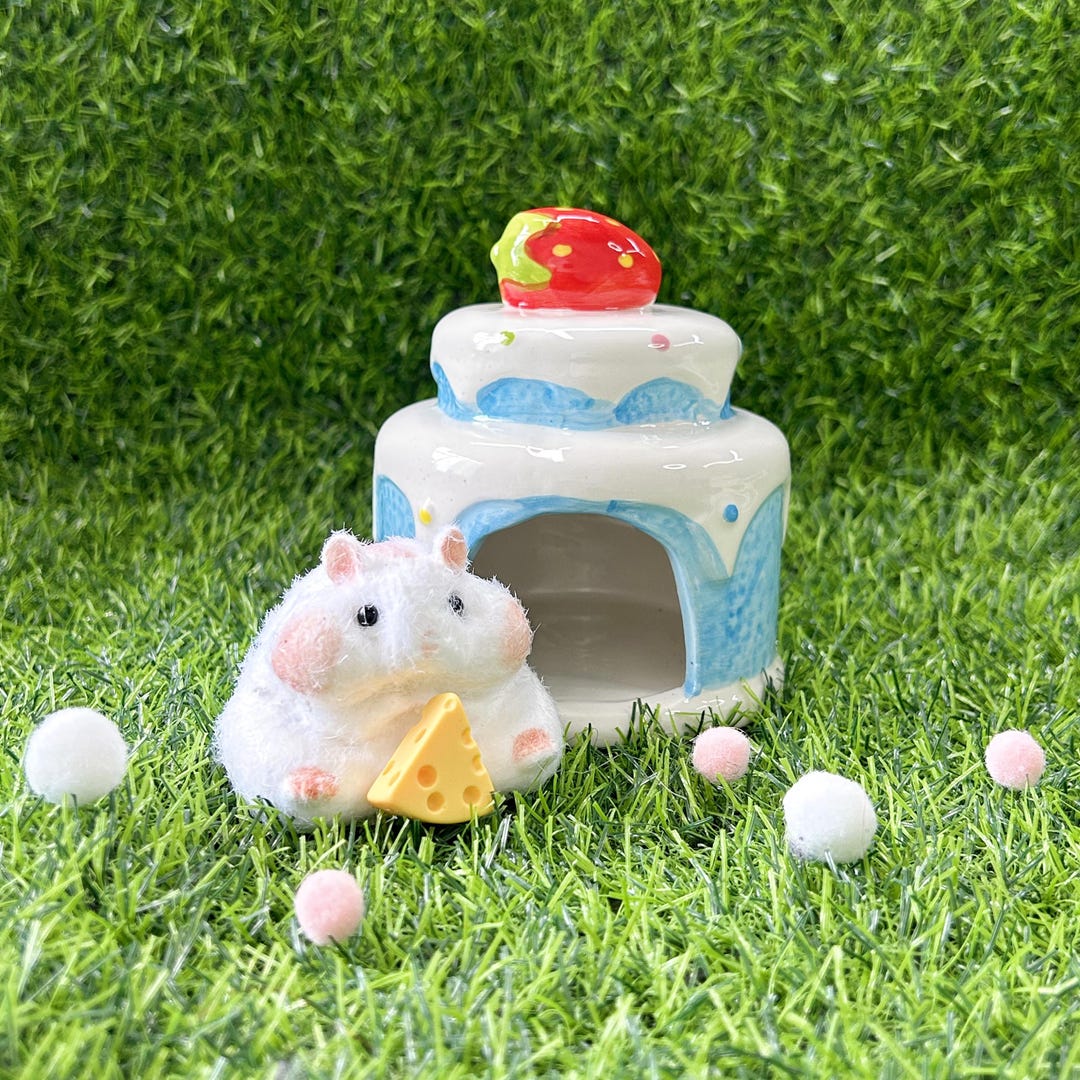 Handmade Ceramic Blue Cake—hideout for Hamsters,fish Tank Decor ...