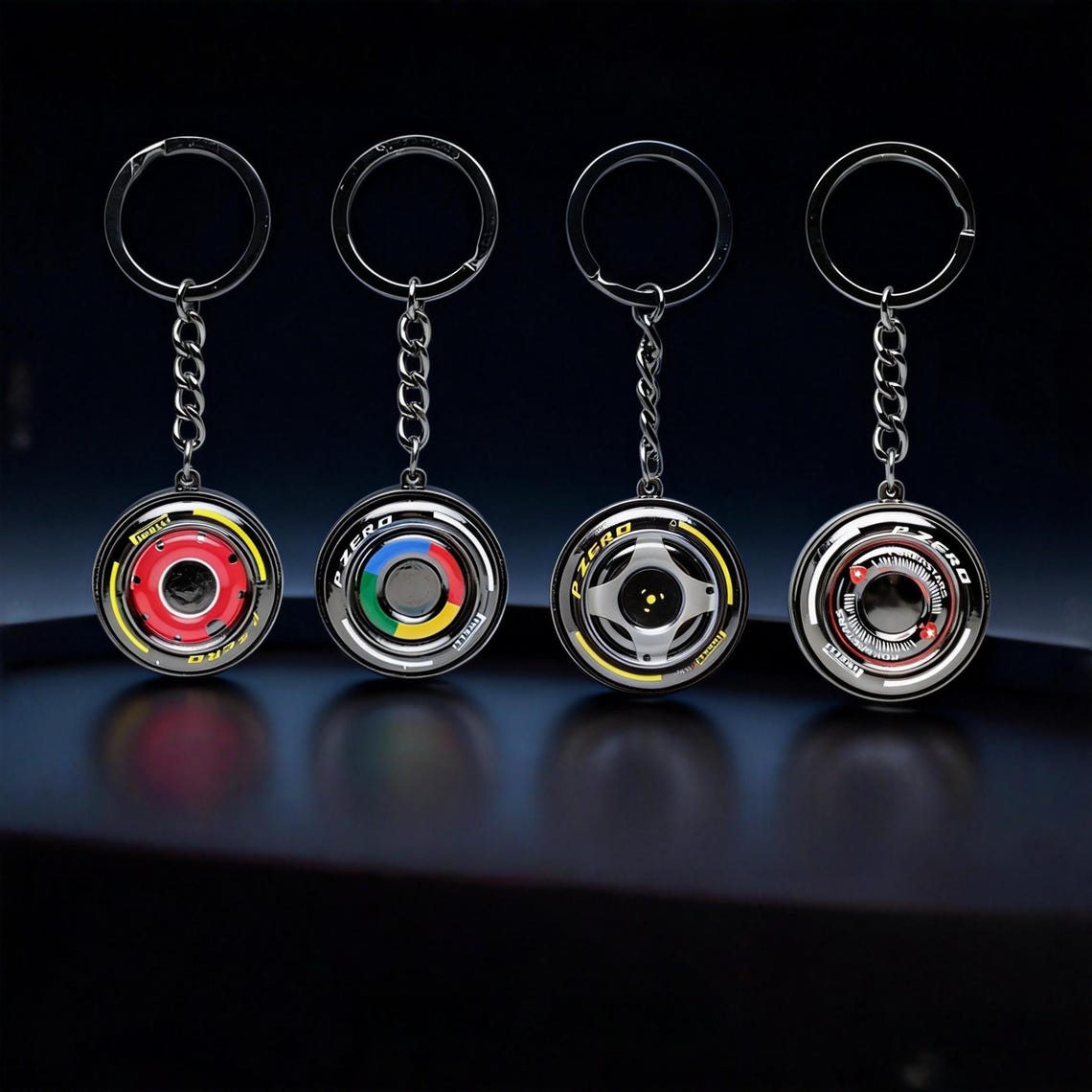 F1 Racing Car Tire Keychain - Rotating Wheel Version - Etsy