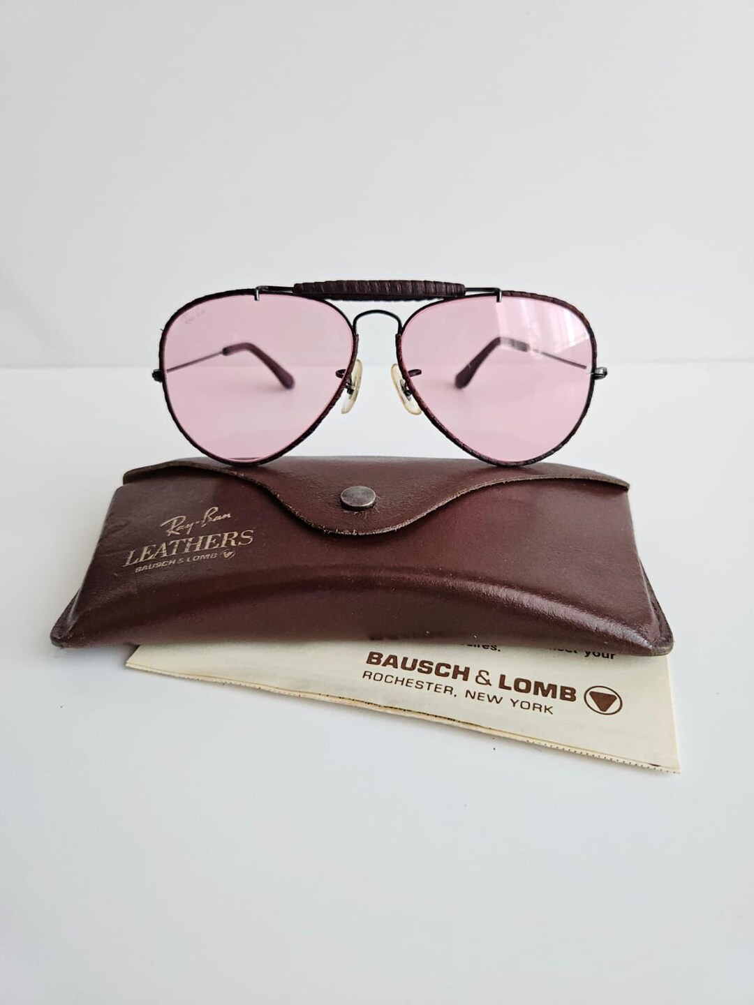 Very Rare | Ray-ban B&L W0380 Rope Leathers Outdoorsman Rose ...