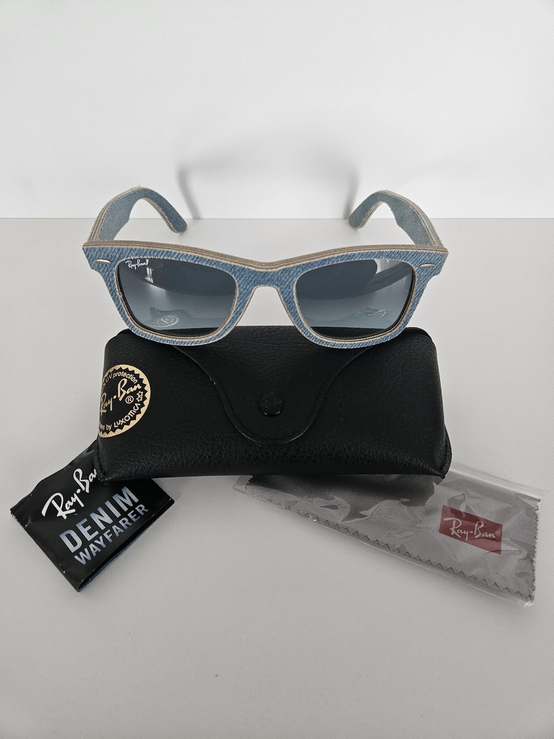 Limited Edition Ray-ban Original Wayfarer Polished Light Blue Denim - Etsy