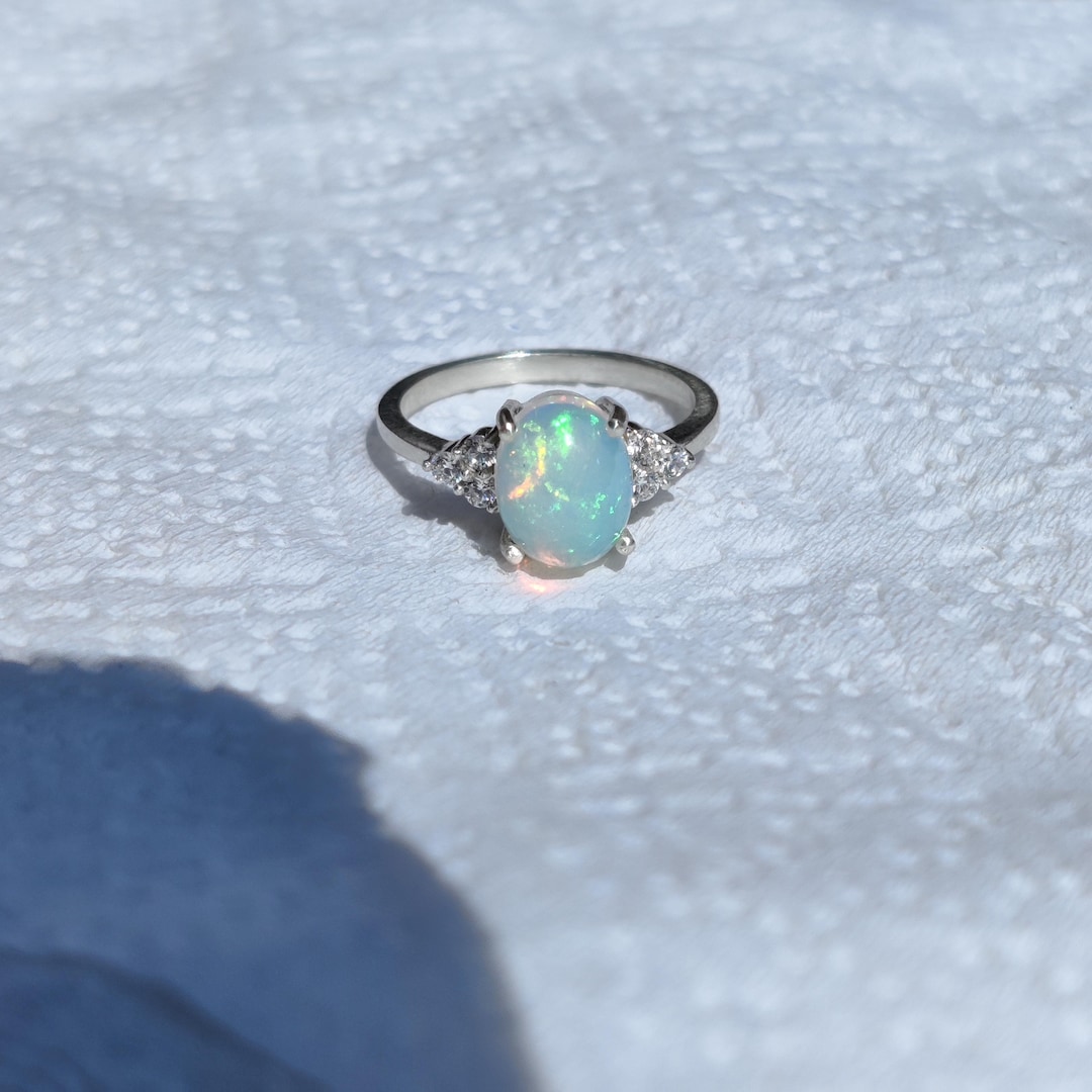 Natural Ethiopian Opal Ring, Fire Opal Ring, 925 Sterling Silver Ring ...