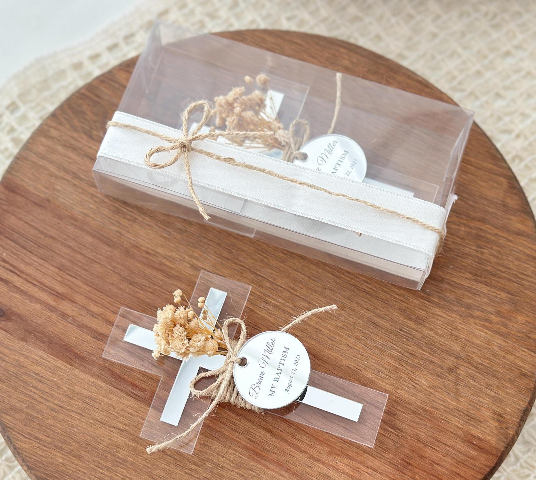 Personalized Plexiglass Cross Magnet Favors Baptism, First Communion ...