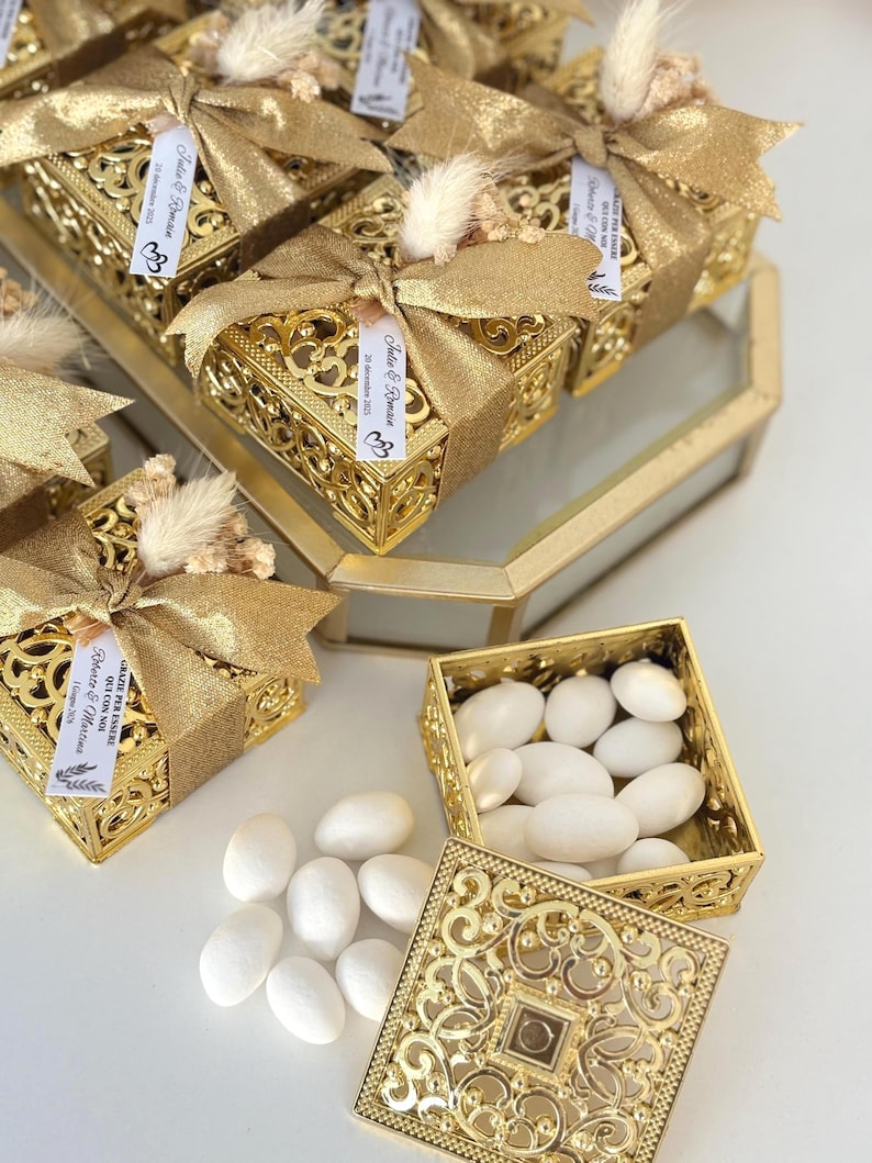 Luxury Wedding Almond Candy Boxes – Personalized Wedding & Nikah Favors ...