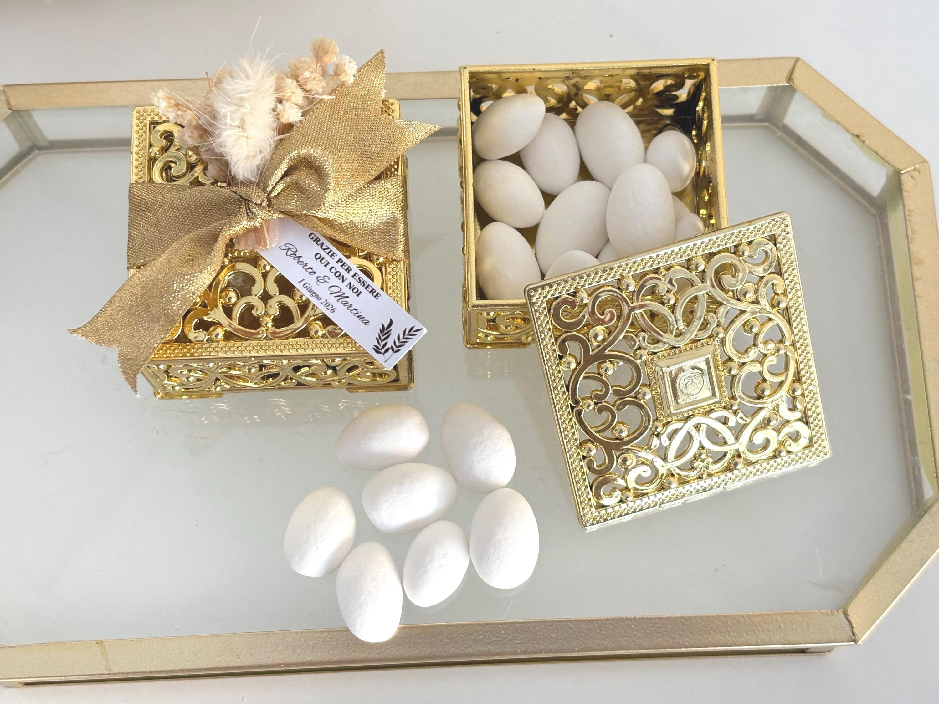 Luxury Wedding Almond Candy Silver Boxes – Personalized Wedding & Nikah ...