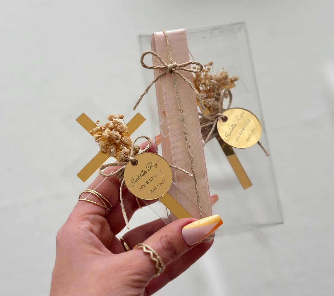 Personalized Plexiglass Cross Magnet Favors Baptism, First Communion ...