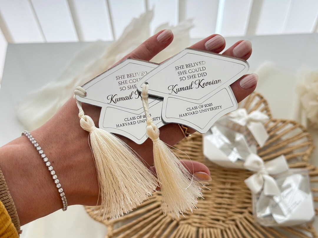Personalized Graduation Cap Magnet, Acrylic Mirror Grad Favor, Custom ...
