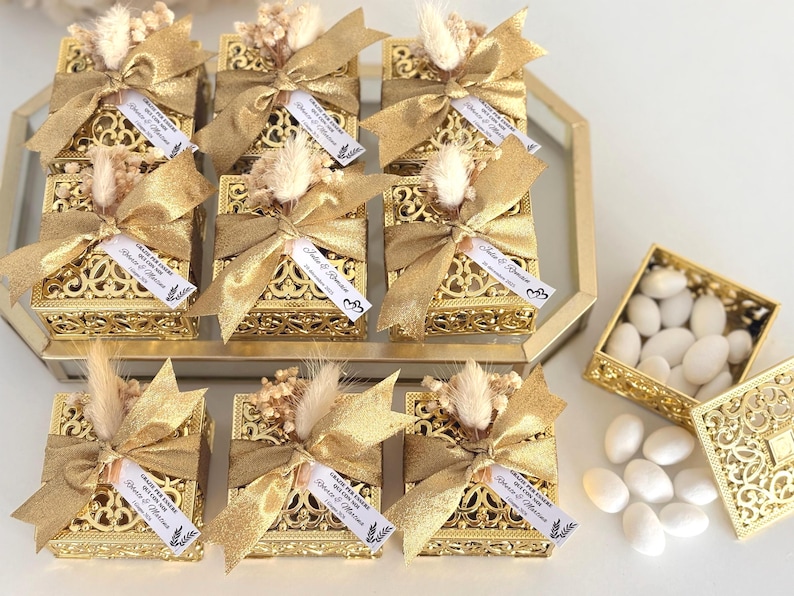 Luxury Wedding Almond Candy Silver Boxes – Personalized Wedding & Nikah ...