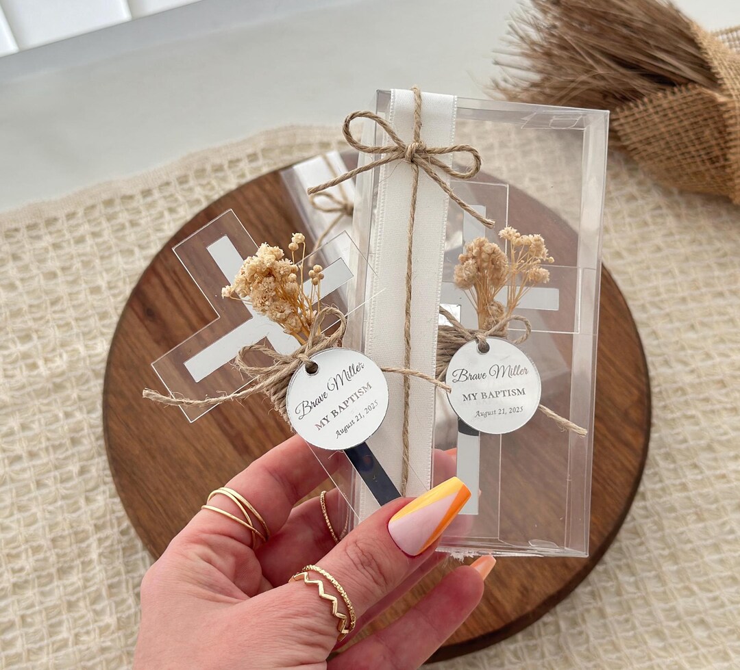 Personalized Plexiglass Cross Magnet Favors Baptism, First Communion ...