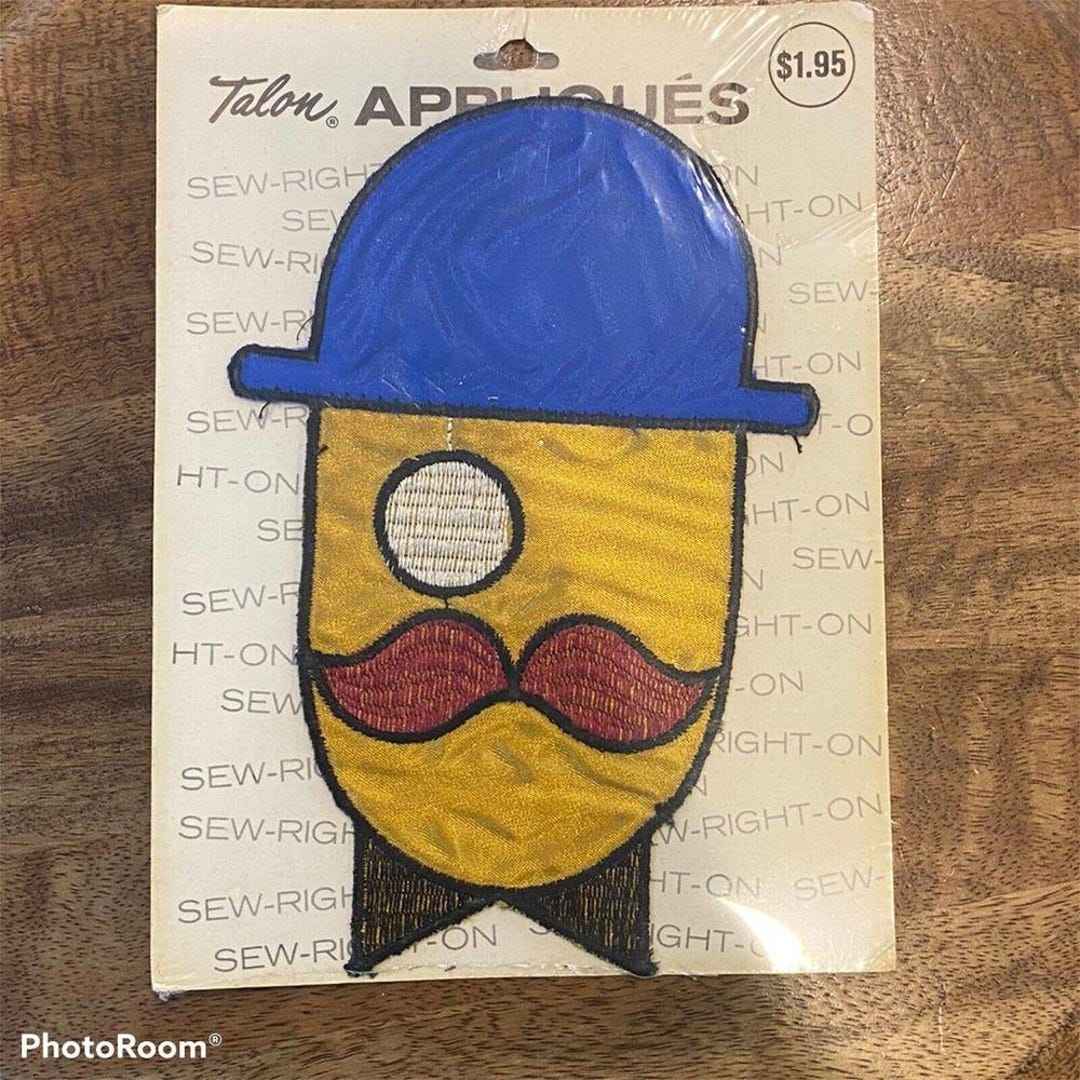 Steampunk Style Talon Applique Vintage Mustache Monocle Top Hat Sewing ...