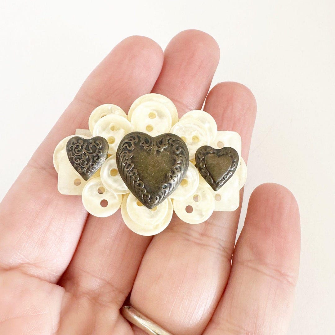 Vintage Hallmark Cards Button and Heart Brooch HMK CDS - Etsy