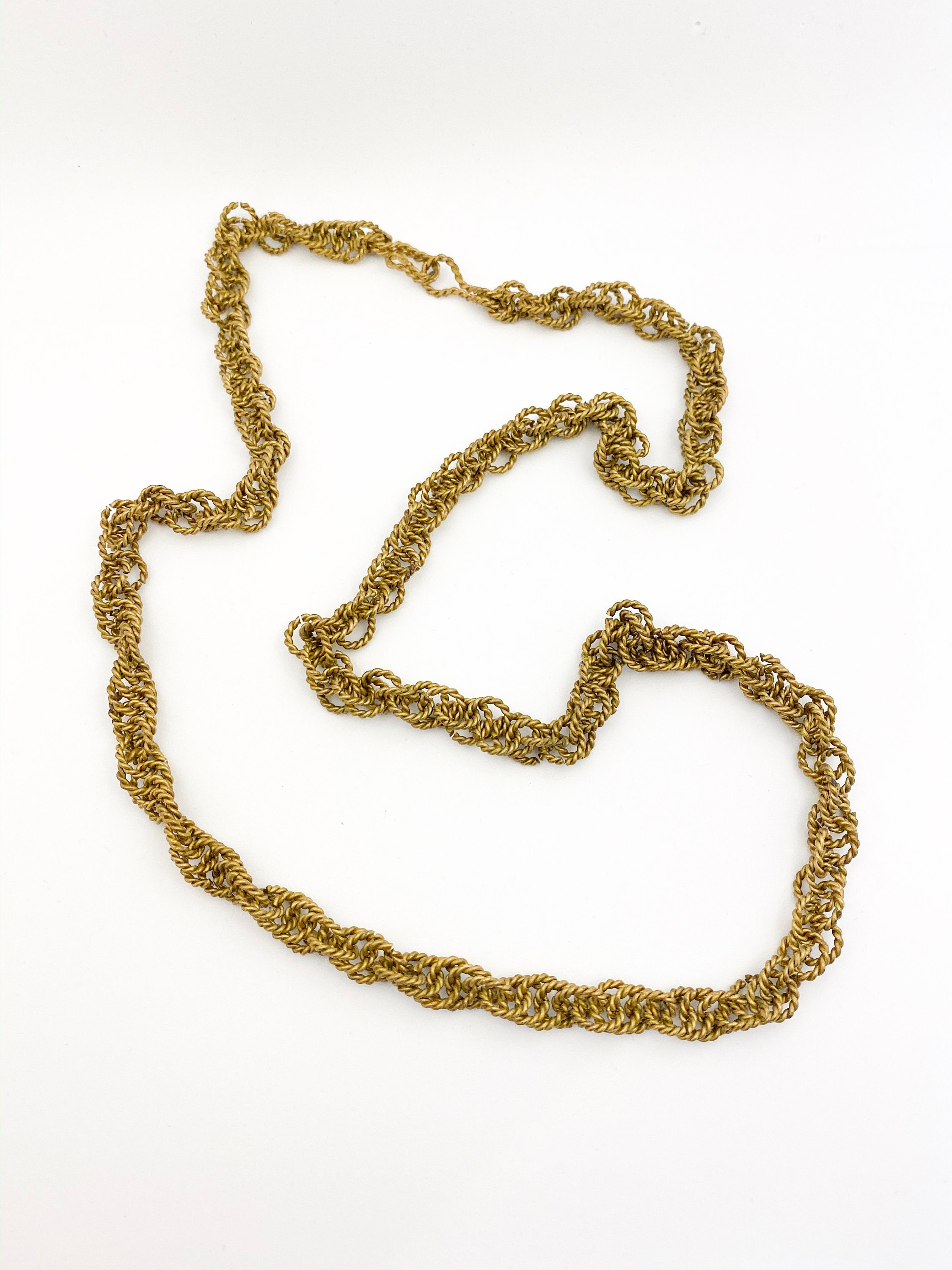 Vintage Twist Wire Chain Necklace - Chainmaille Necklace - Fancy Link ...