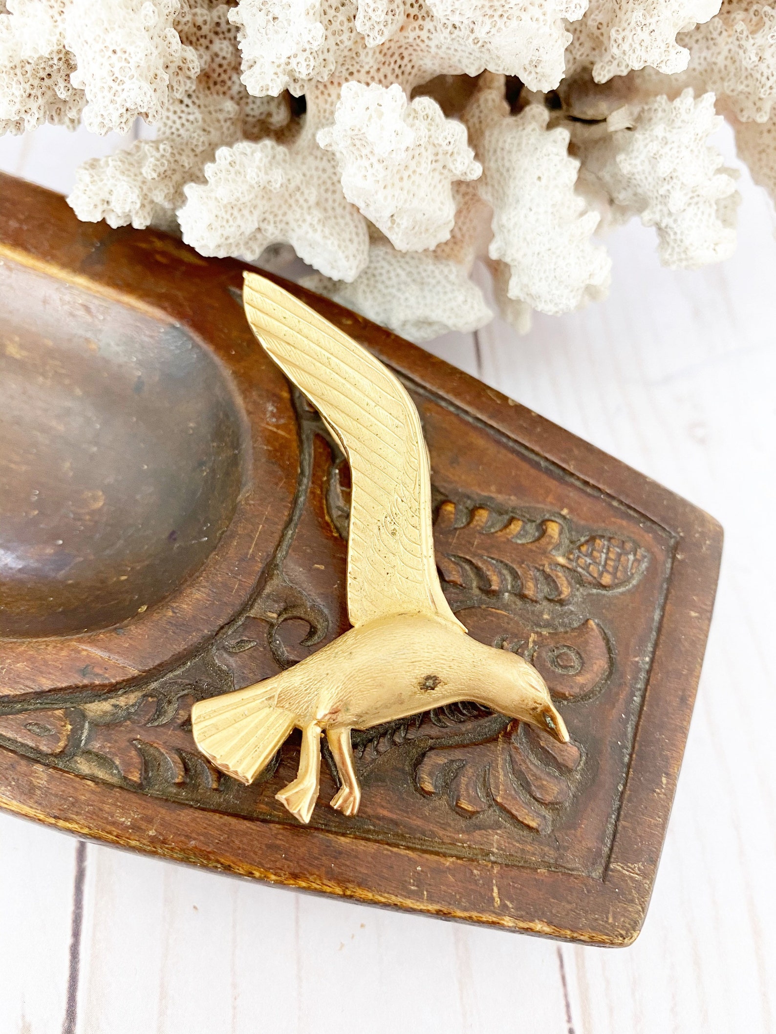 Vintage Giovanni Gold Seagull Brooch Flying Bird Pin | Etsy