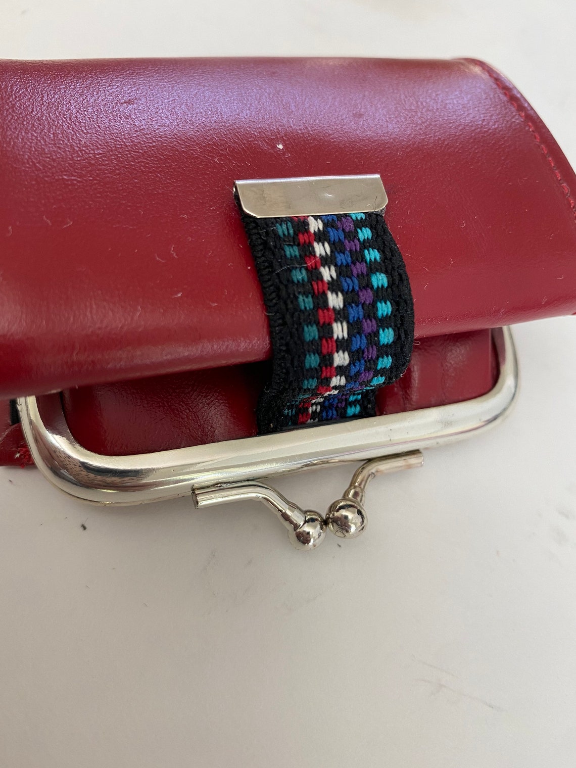 Small Red Wallet With Coin Purse - Red Vintage Wallet - Kisslock Coin ...