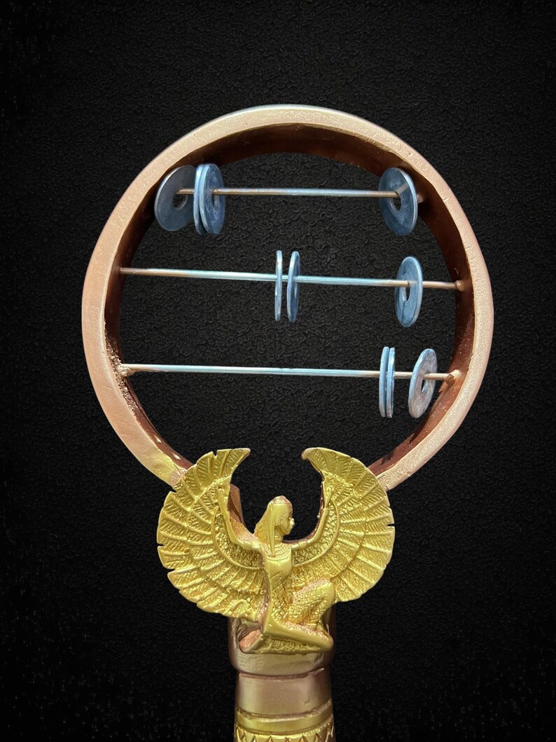 Egyptian Isis Sistrum Rattle - Winged Sun Disk Altar Decor - Etsy