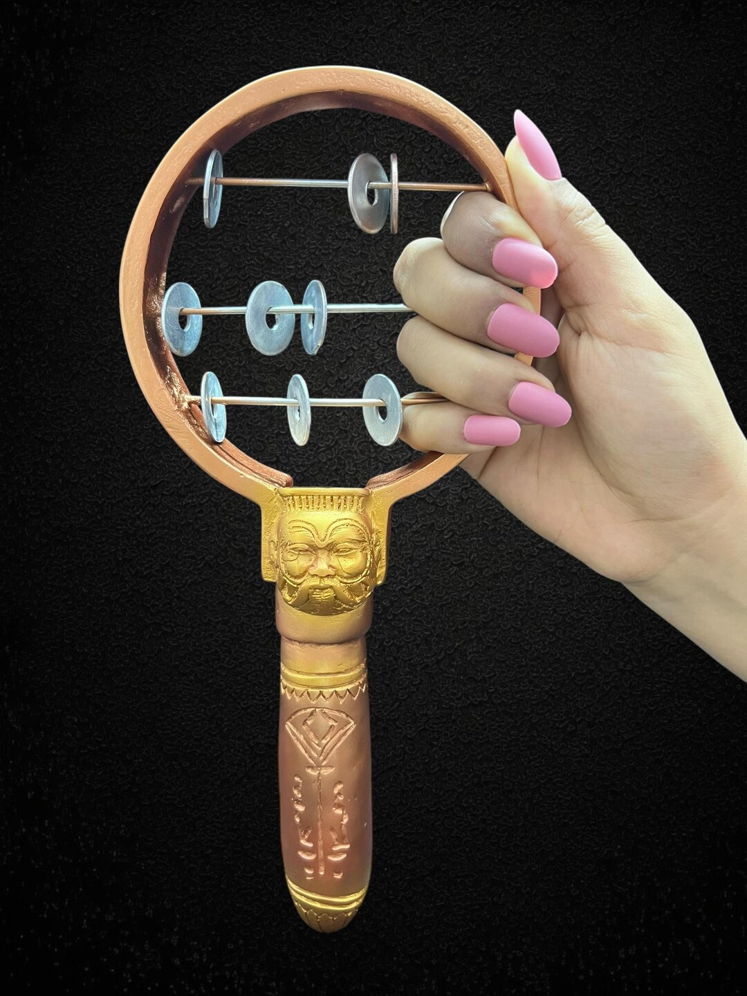 Egyptian Sistrum Rattle: Gold Bronze Bes, Pagan Altar Instrument - Etsy