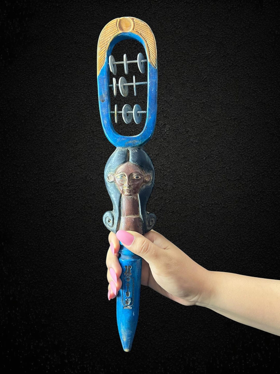 Handcrafted Hathor Sistrum Replica: Egyptian Goddess Ritual Rattle - Etsy