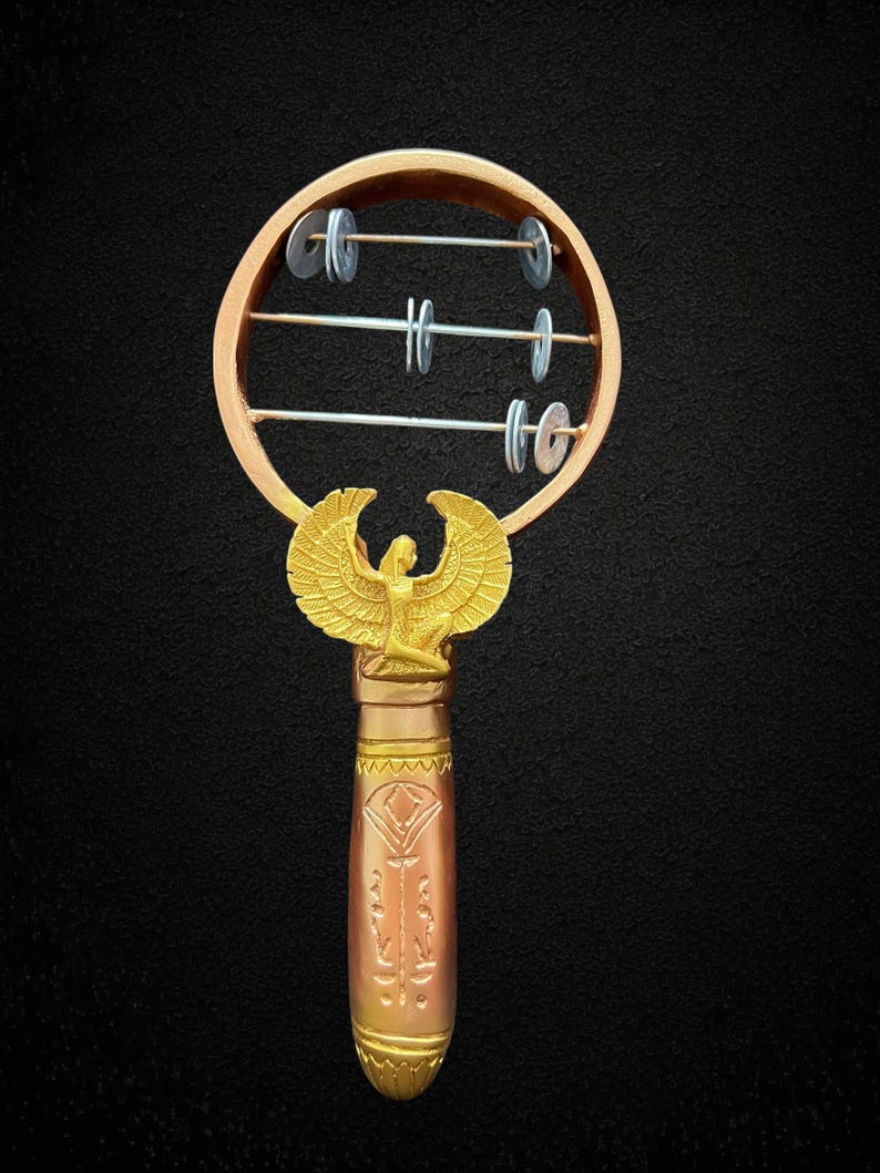 Egyptian Isis Sistrum Rattle - Winged Sun Disk Altar Decor - Etsy