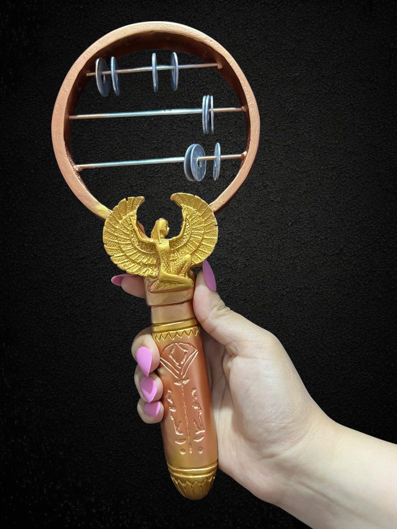 Egyptian Isis Sistrum Rattle - Winged Sun Disk Altar Decor - Etsy