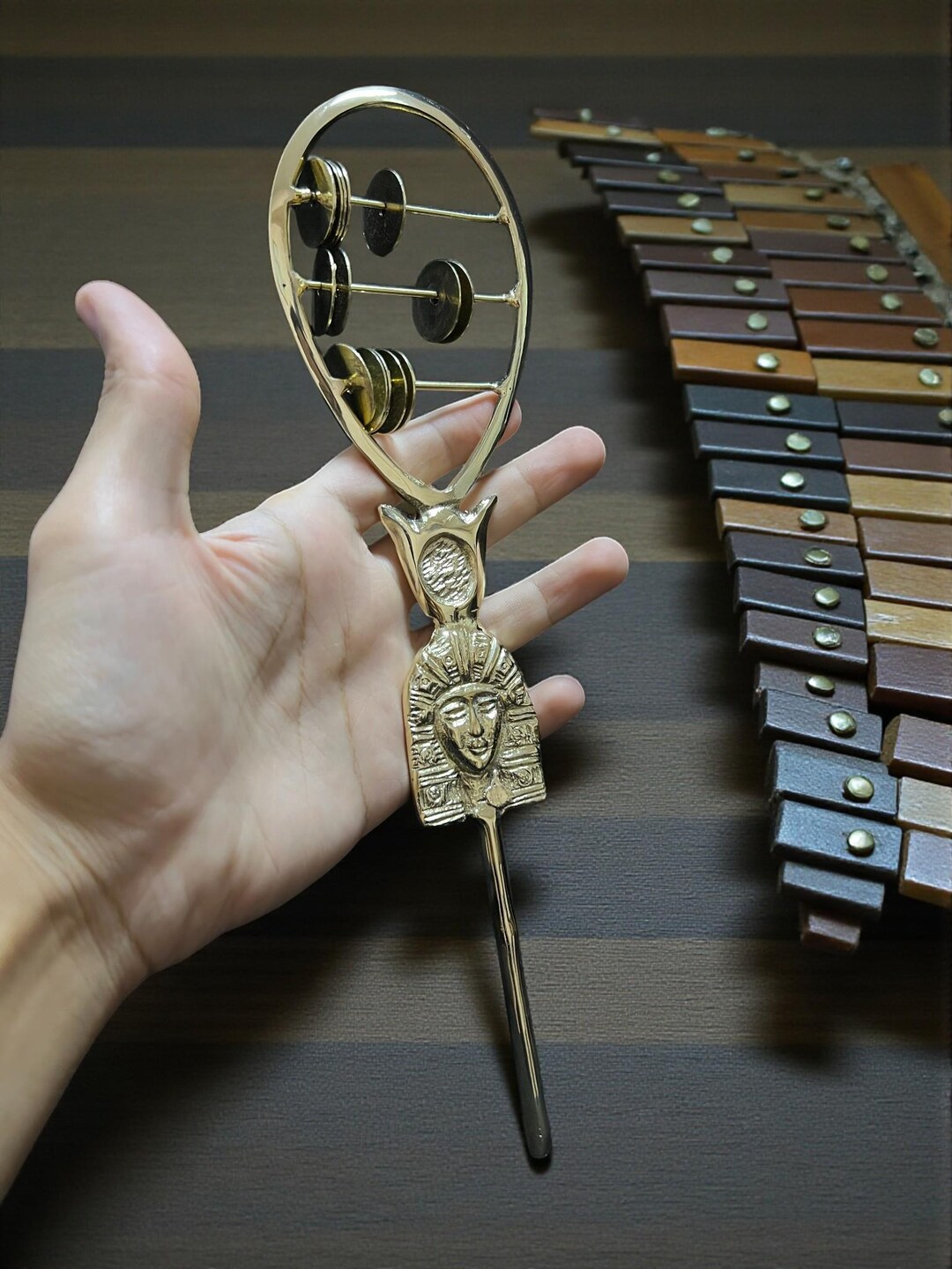 Hathor Pharaoh Brass Sistrum — Royal Sound of Ancient Egypt Made in ...