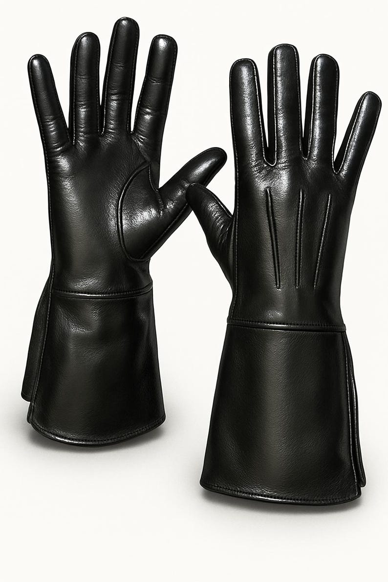 Handmade Leather Gauntlet Gloves: Medieval LARP Cosplay - Long Cuff Arm ...