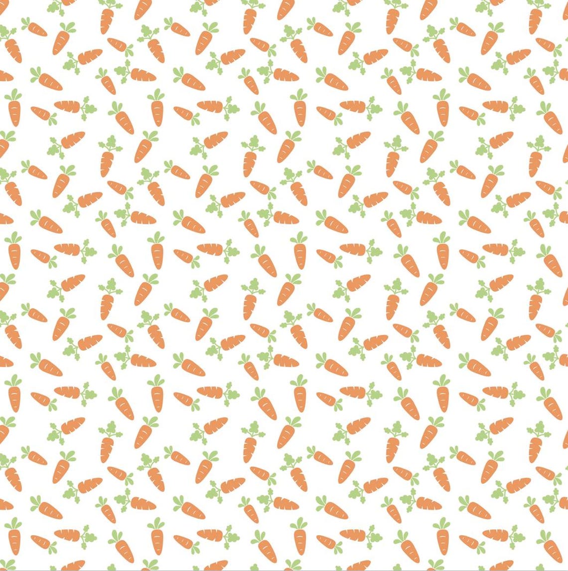 Carrot Pattern Cotton Fabric – Cute Orange Carrots on White, 100% ...