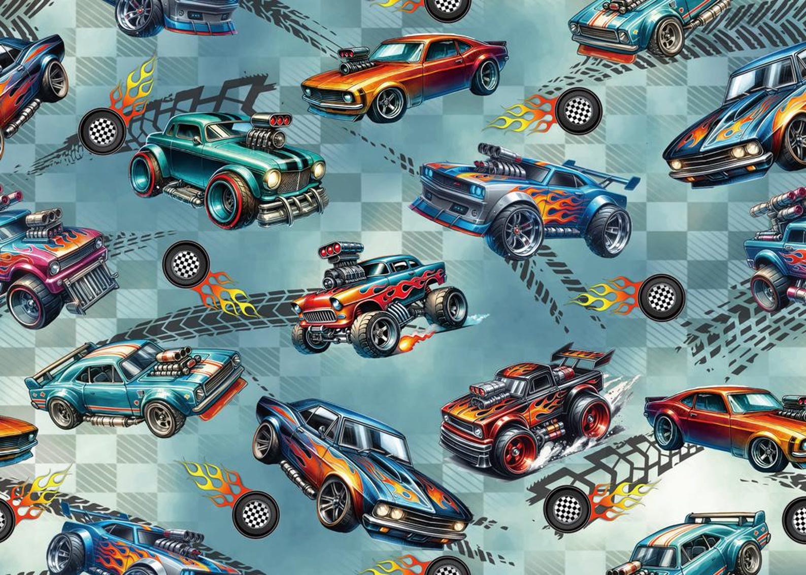 Hot Wheels Car Fabric Hot Race Car Fabric Cartoon Fabric 100% Cotton ...