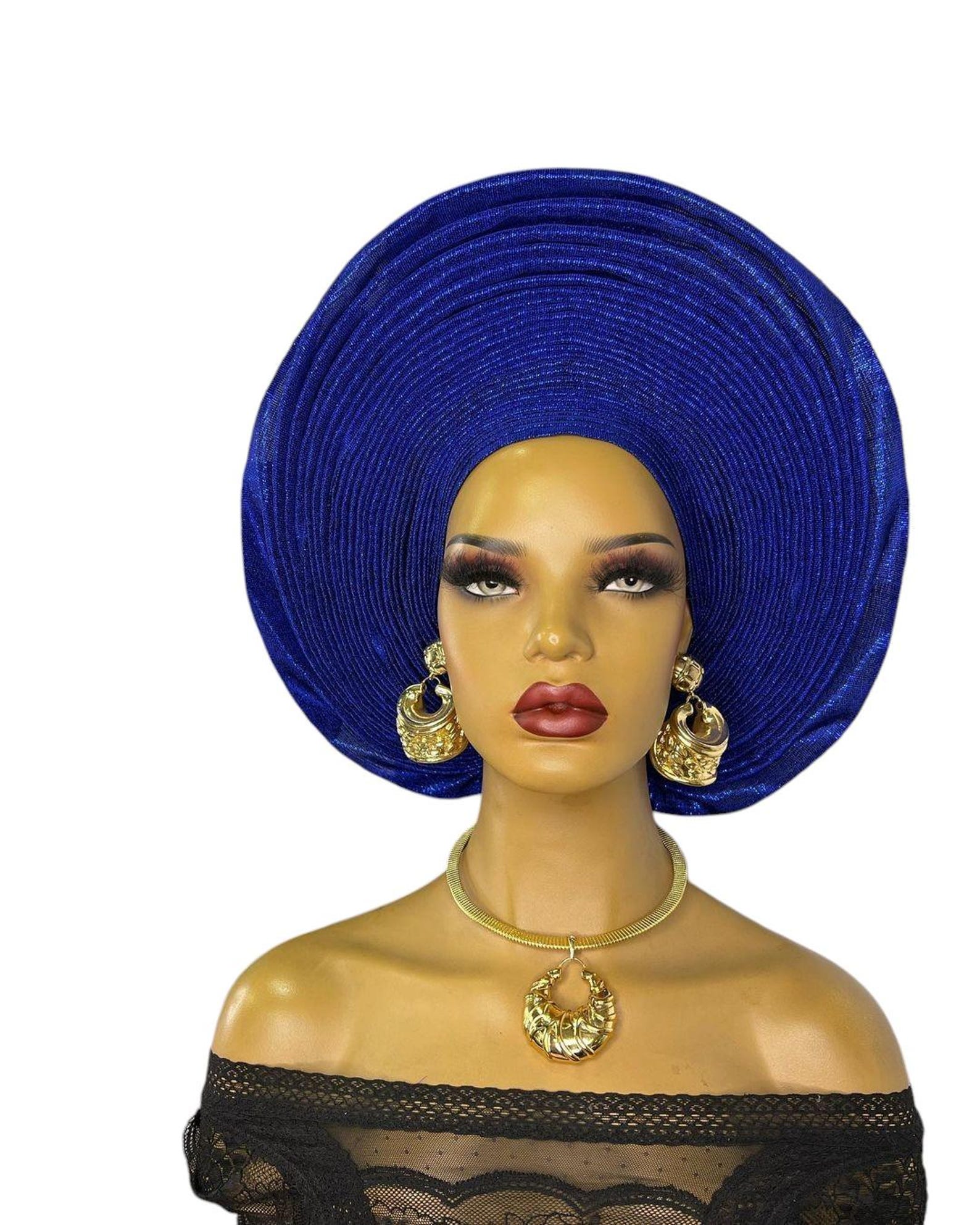 Autogele: Gold African Gele , Ready-to-wear Headtie - Adjustable Bridal ...