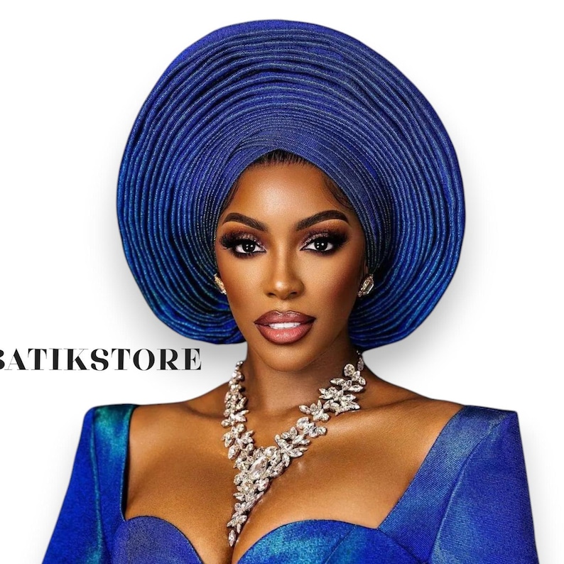 Autogele: Gold African Gele , Ready-to-wear Headtie - Adjustable Bridal ...