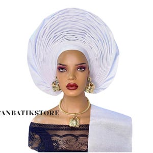 Autogele: Gold African Gele , Ready-to-wear Headtie - Adjustable Bridal ...
