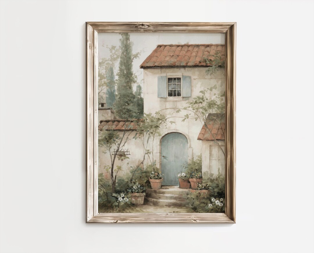 French Countryside Cottage Print | Vintage Farmhouse Wall Art (digital ...