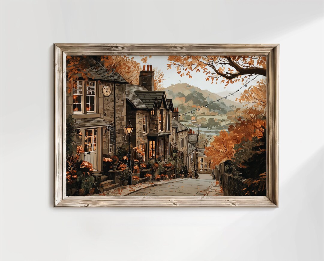 Lake District Autumn Watercolor Print | Rustic Cottagecore (digital ...