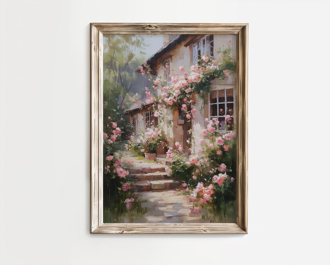 Vintage Rose Print | Cottagecore Floral Wall Art | Rustic Farmhouse ...