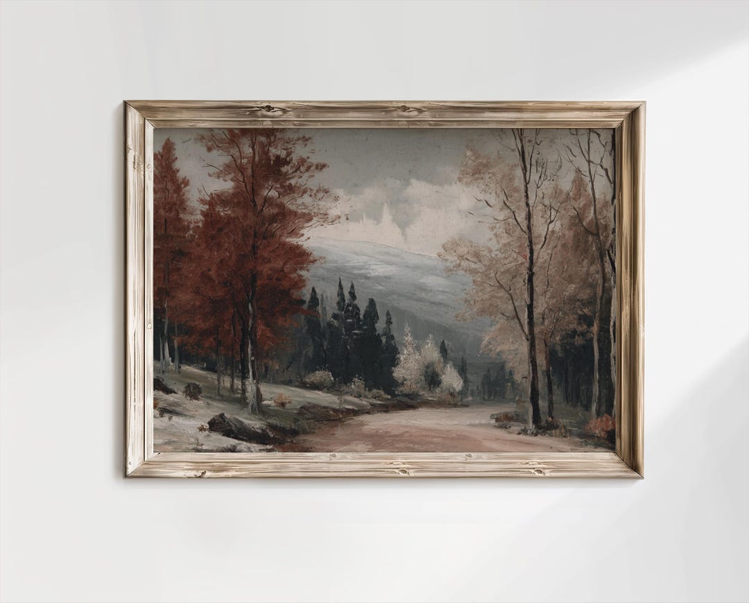 Vintage Fall Landscape Print | Rustic Cottagecore Wall Art (digital ...