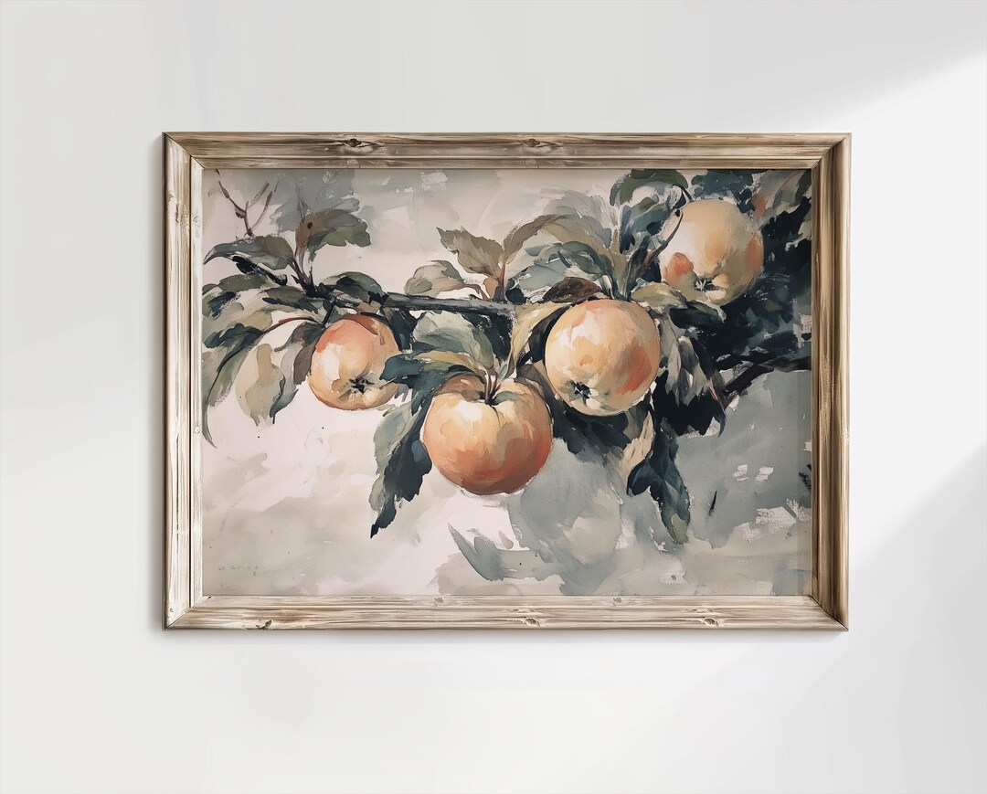 PRINTABLE Vintage Apple Tree Art Print | Rustic Farmhouse Kitchen Wall ...