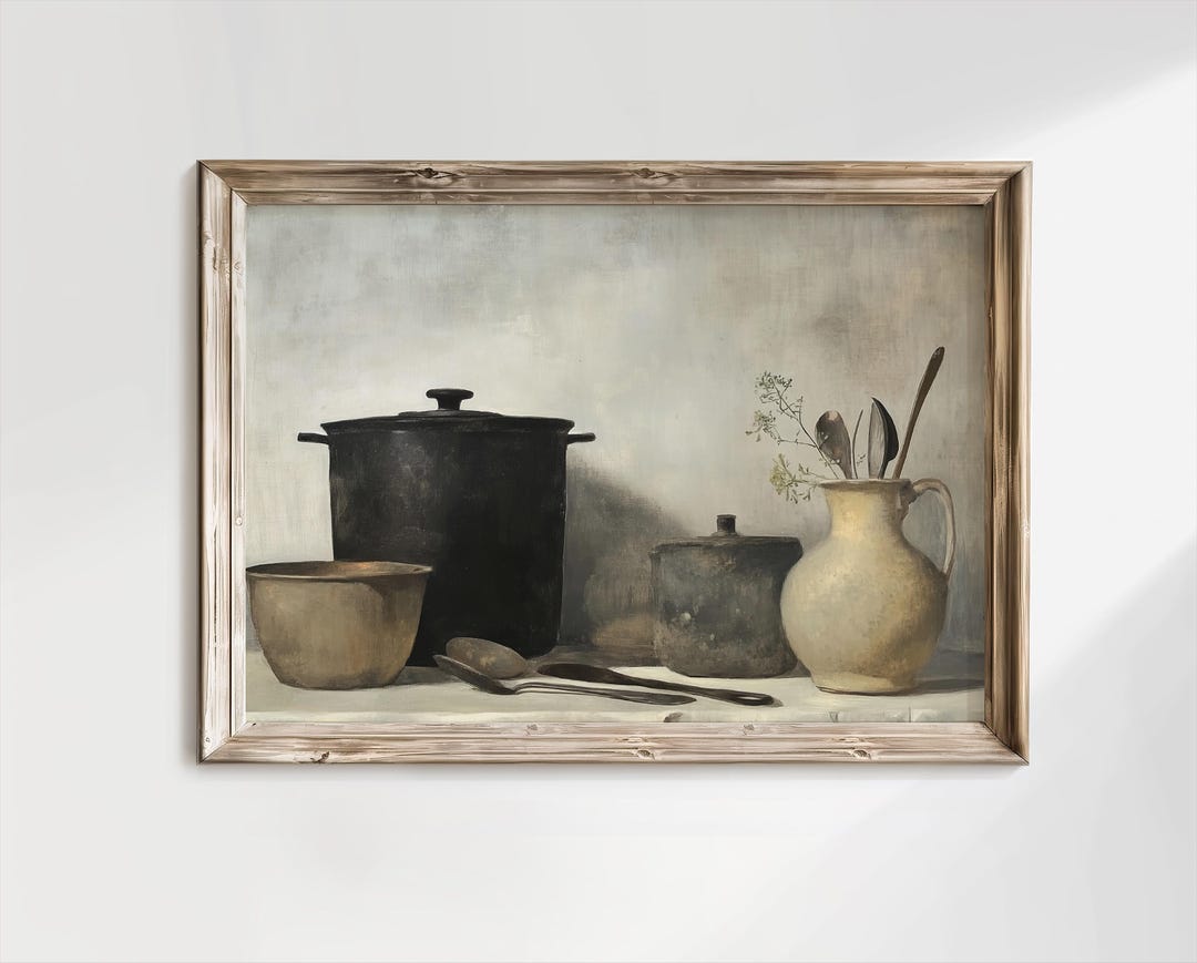 Farmhouse Kitchen Still Life Art Print | Vintage Country Decor (digital ...