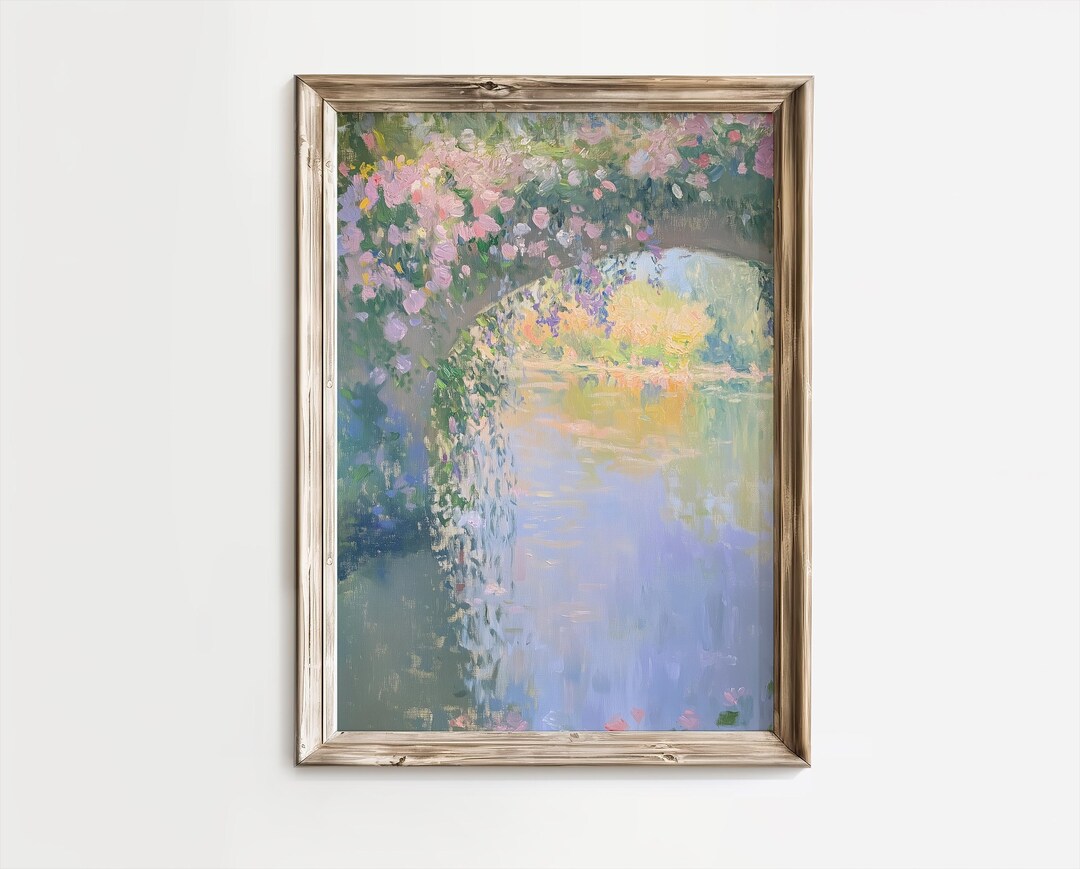 Monet Style Pastel Oil Painting Print | Impressionist Floral Wall Art ...