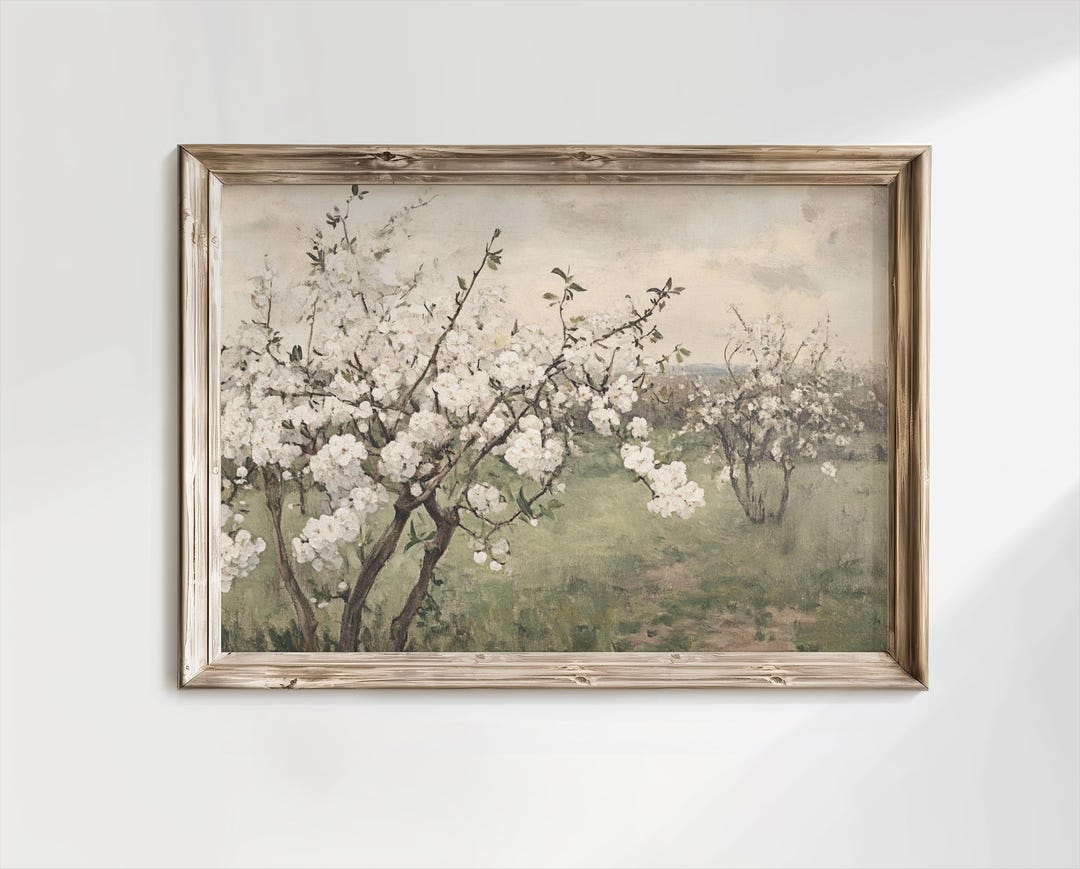 Printable Spring Blooming Tree Wall Art | Vintage European Orchard ...