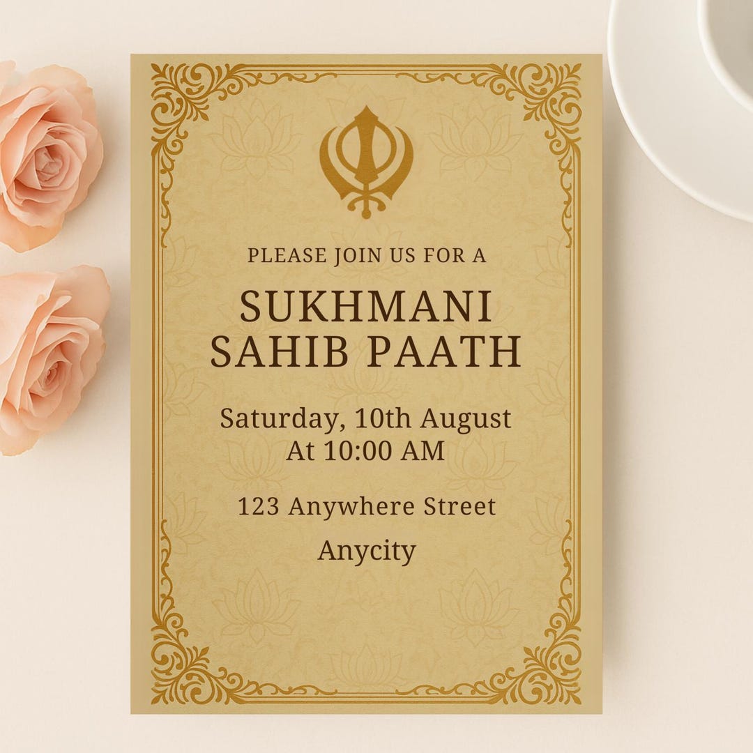 Editable Sukhmani Sahib Path Invite Template Canva Digital Download ...