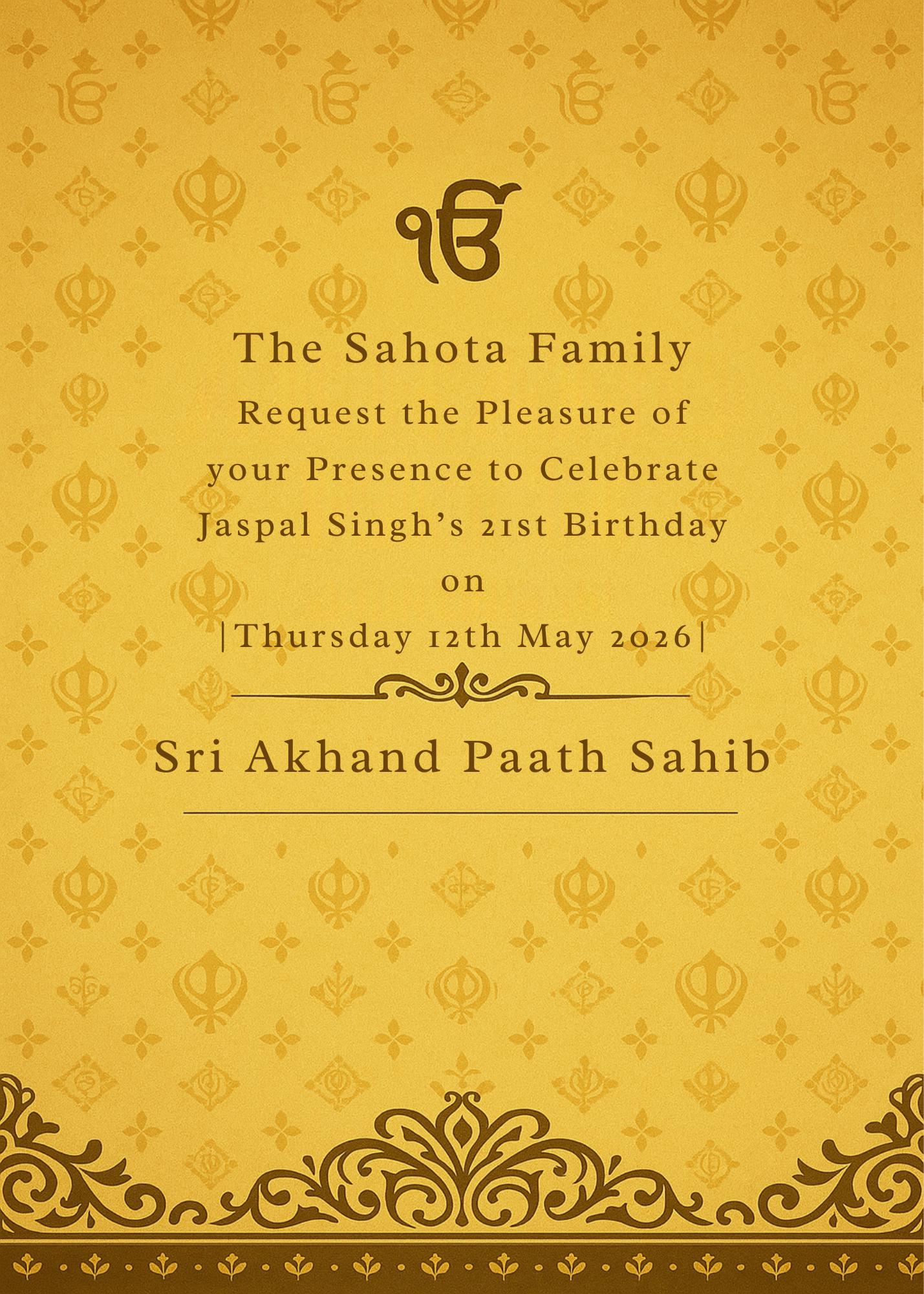 Sri Akhand Paath Invitation Canva Template Editable Sikh Ceremony ...