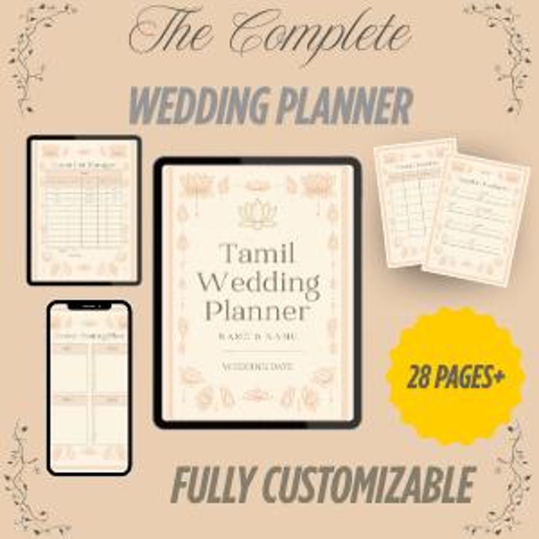 Editable Tamil Shaadi Planner Canva Template South Indian Wedding ...