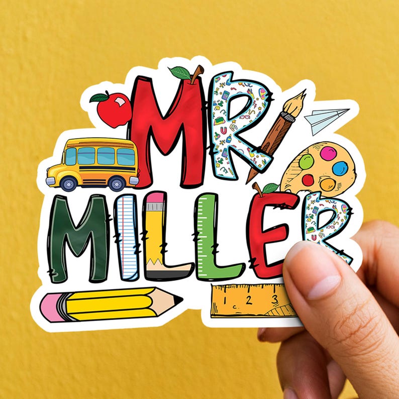 Personalized Teacher Name Stickers: Waterproof Vinyl Decals for Water ...