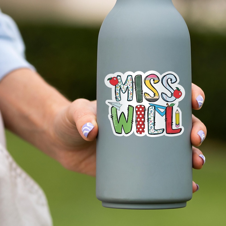 Personalized Teacher Name Stickers: Waterproof Vinyl Decals for Water ...