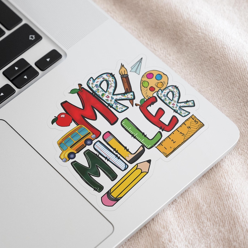 Personalized Teacher Name Stickers: Waterproof Vinyl Decals for Water ...