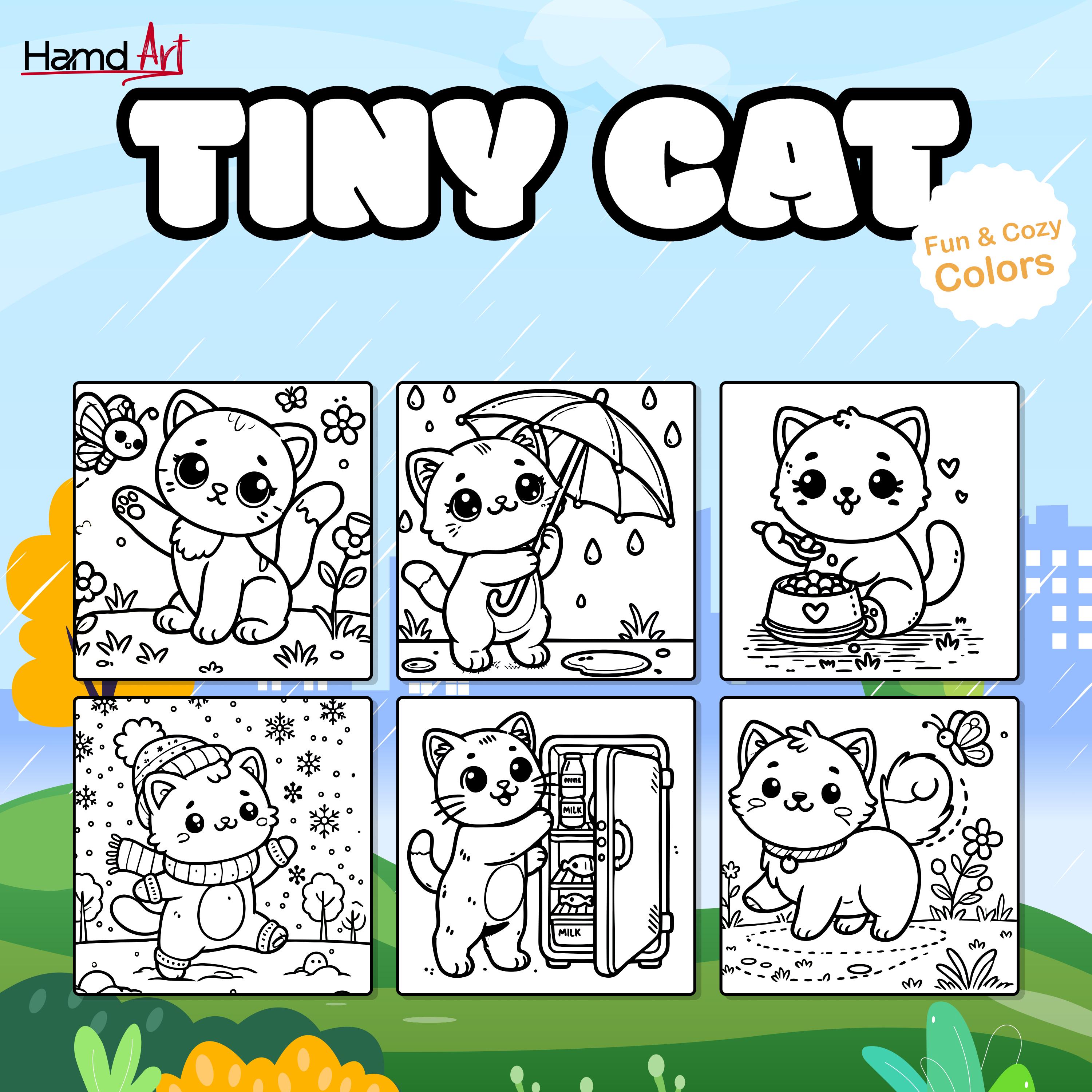 Cute Cat Coloring Pages Bold and Easy, Kawaii Coloring Book for Adults ...