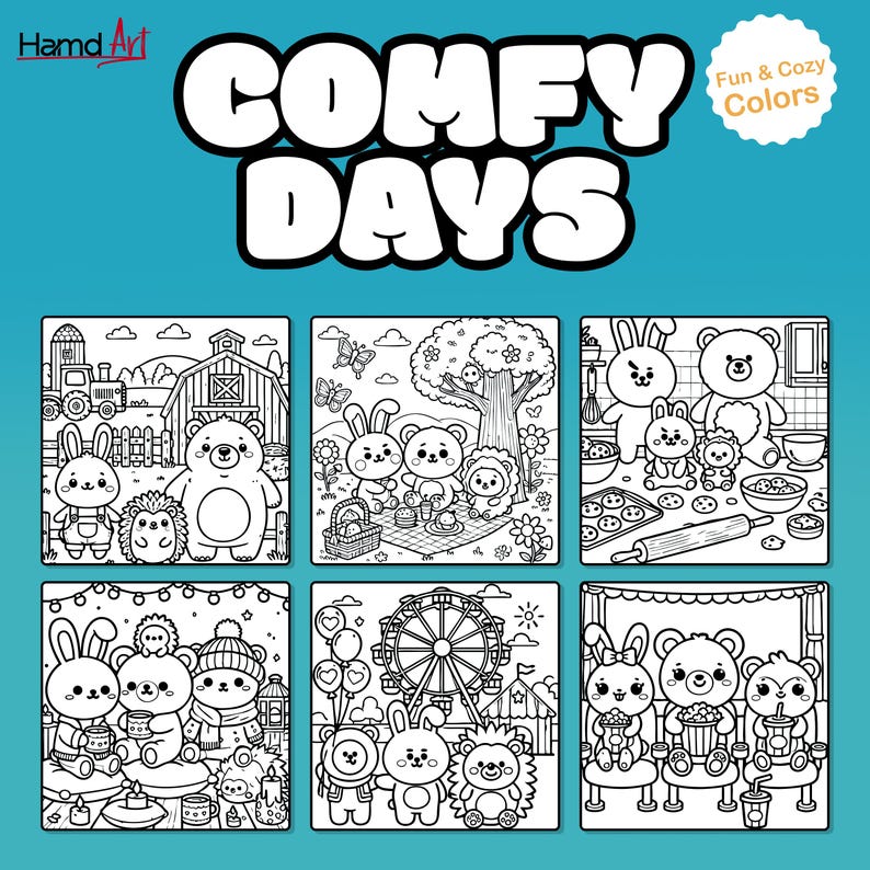 Coloring Pages Bold and Easy Cute Animal Characters Coloring Book ...